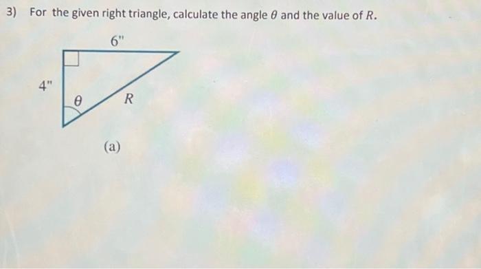 Solved For the given right triangle, calculate the angle θ | Chegg.com