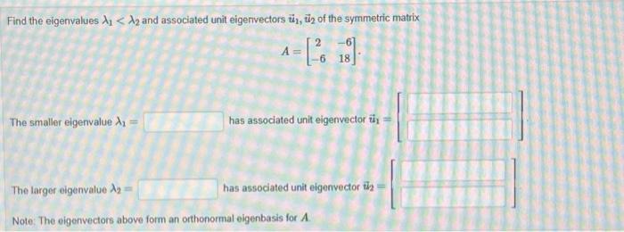 Solved Find the eigenvalues A₁ A2 and associated unit | Chegg.com