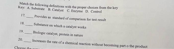 Solved Match the following definitions with the proper | Chegg.com