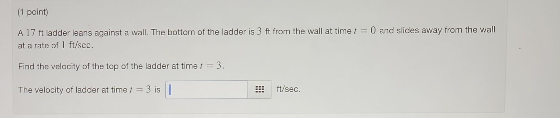 Solved A 17ft ladder leans against a wall. The bottom of the | Chegg.com