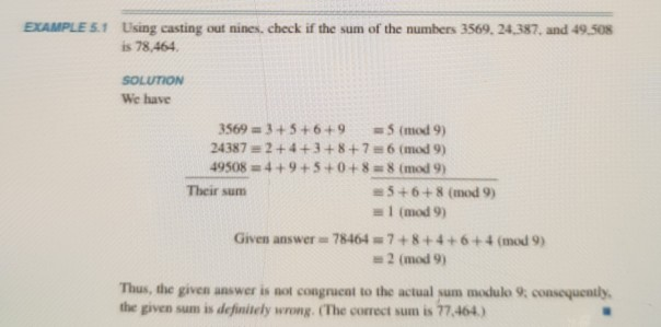 Solved Using casting out nines , identify each computati | Chegg.com