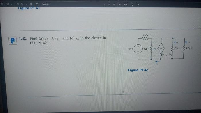 Solved 1.42. Find (a) i2, (b) i1, and (c) i0 in the circuit | Chegg.com