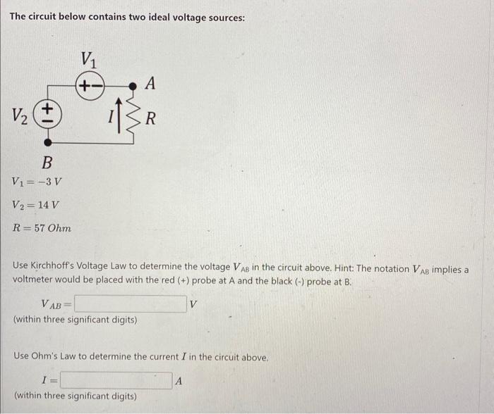 Solved The circuit below contains two ideal voltage sources: | Chegg.com
