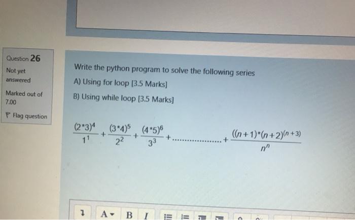 Solved Question 26 Not yet answered Write the python program | Chegg.com