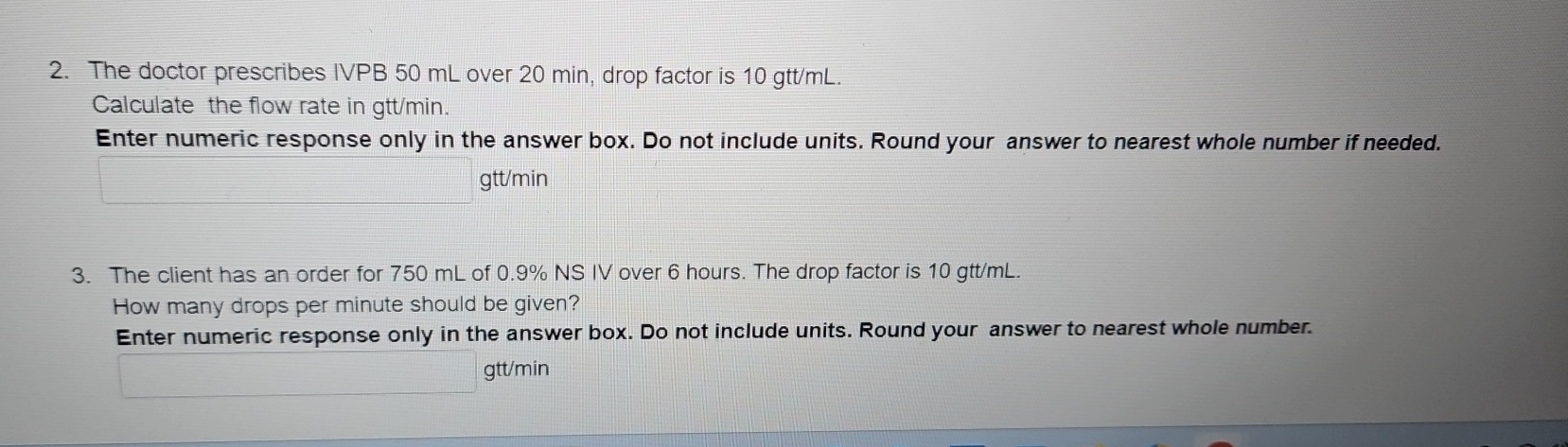 The doctor prescribes IVPB 50mL ﻿over 20min, drop | Chegg.com