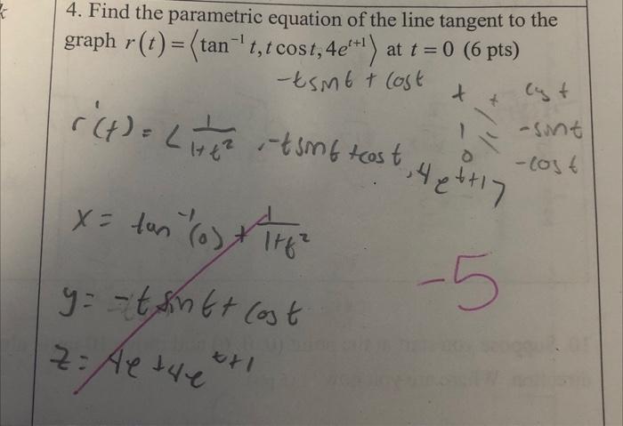 Solved 4. Find the parametric equation of the line tangent | Chegg.com