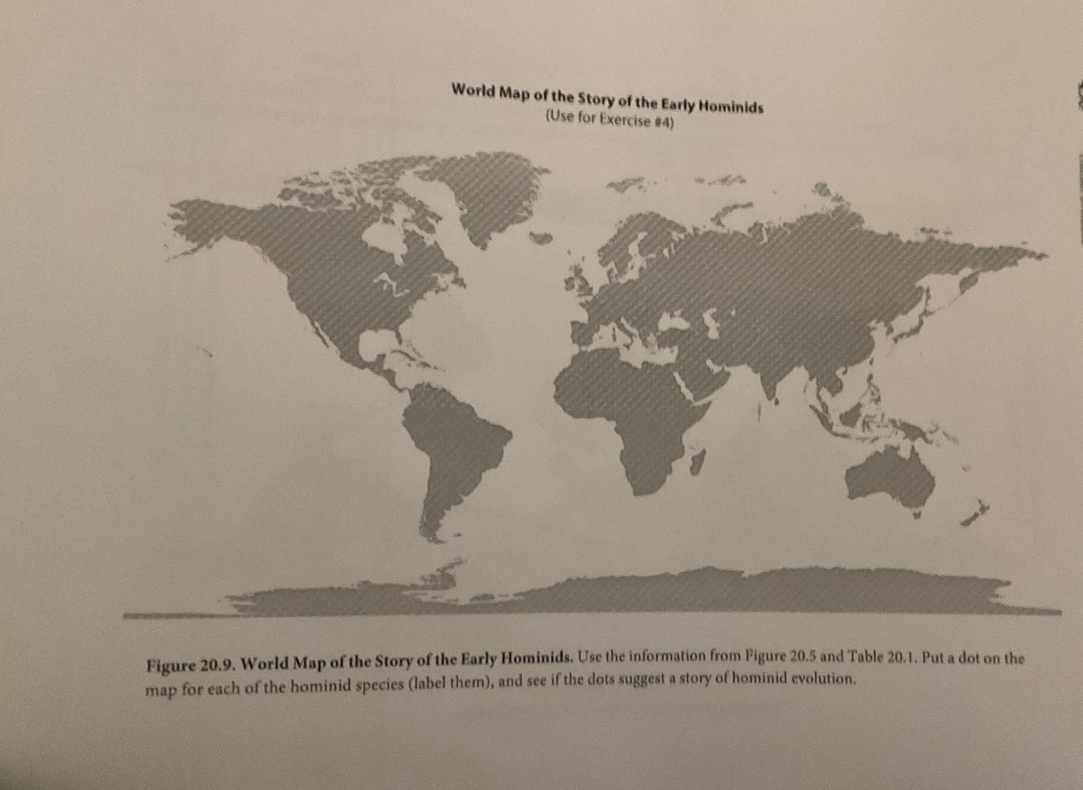 World Map of the Story of the Early Hominids(Use for | Chegg.com