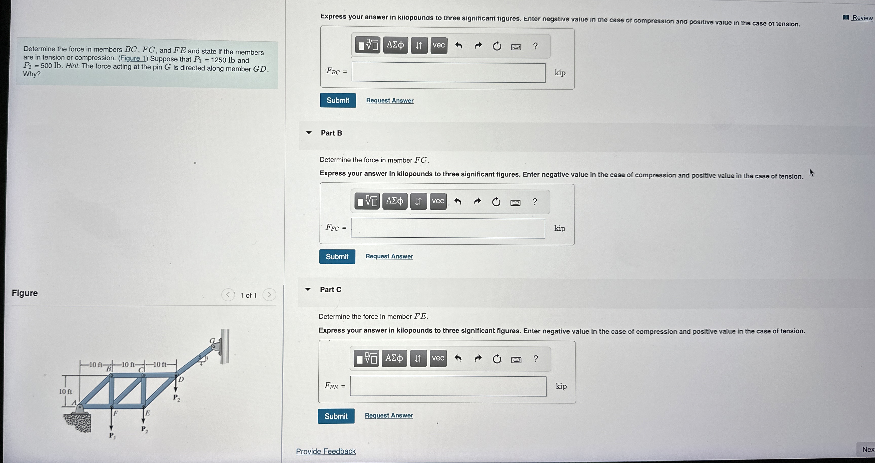 Solved Express your answer in kilopounds to three | Chegg.com