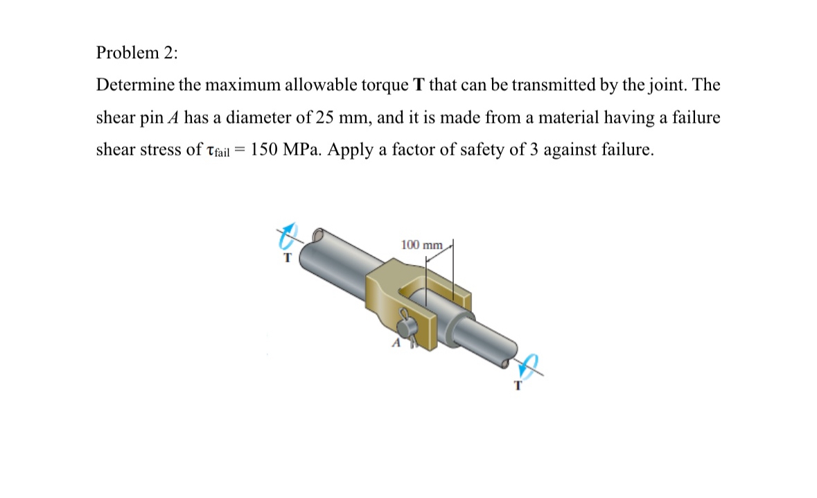 Solved Problem 2:Determine the maximum allowable torque T | Chegg.com