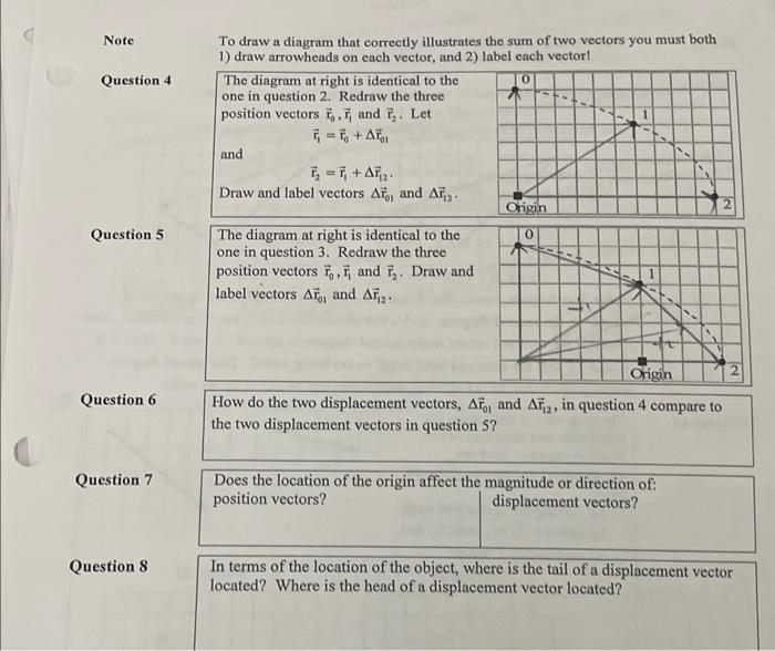 Solved Investigation 1 Position And Displacement Vectors In
