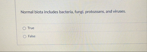 Normal biota includes bacteria, fungi, protozoans, | Chegg.com