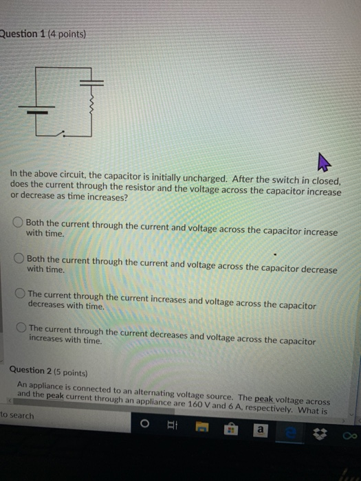 Solved Question 1 (4 points) In the above circuit, the | Chegg.com