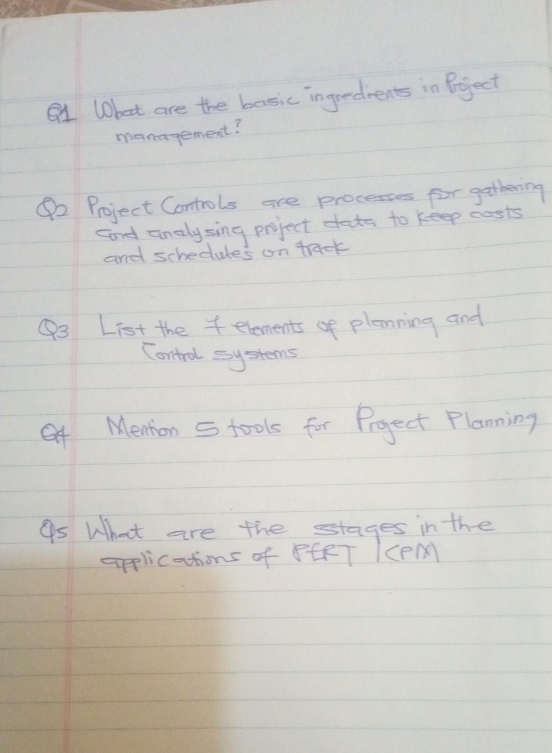 Solved Q1 What are the basic ingredients in Poject | Chegg.com