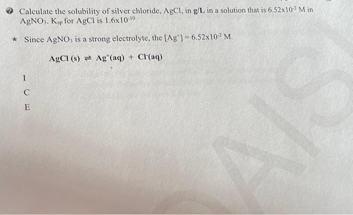 Solved Calculate the solubility of silver chloride, AgCl, in | Chegg.com