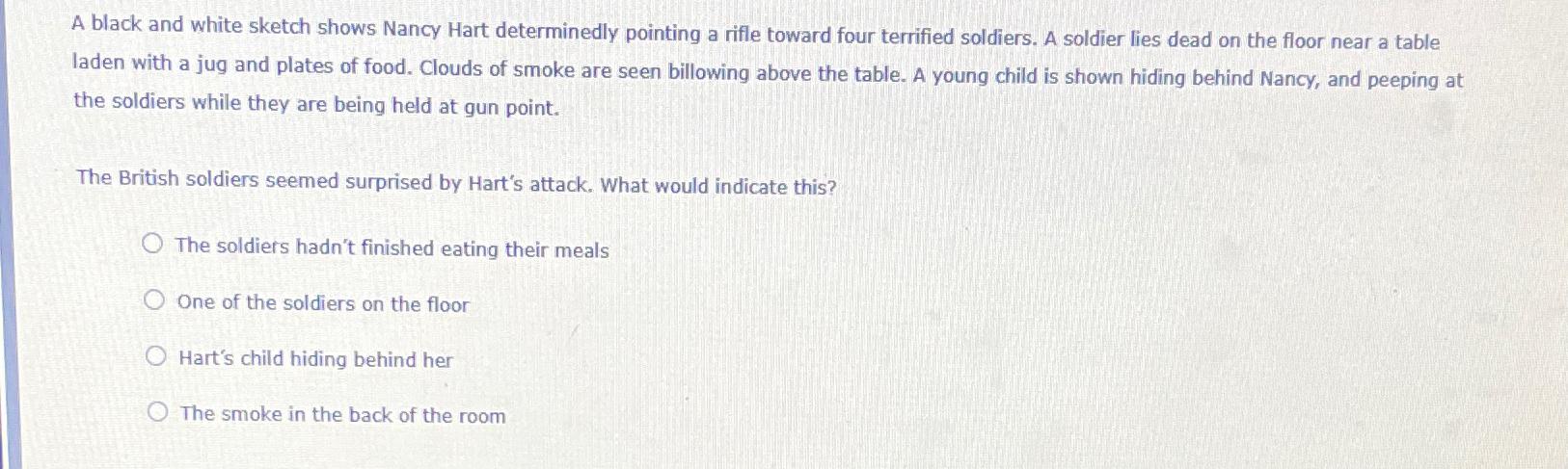 Solved A black and white sketch shows Nancy Hart | Chegg.com