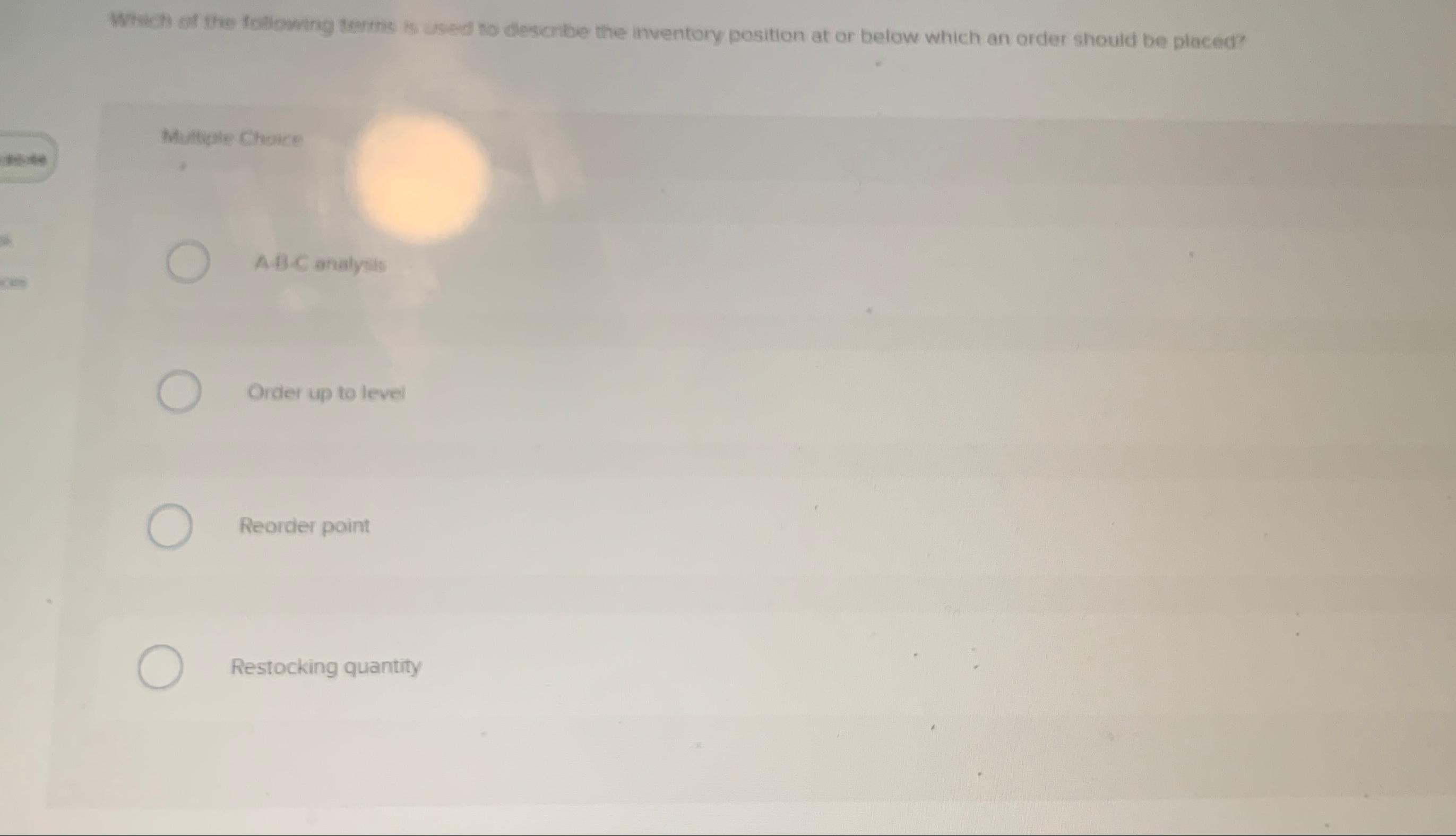 Solved Whech of the following terms is used to describe the | Chegg.com