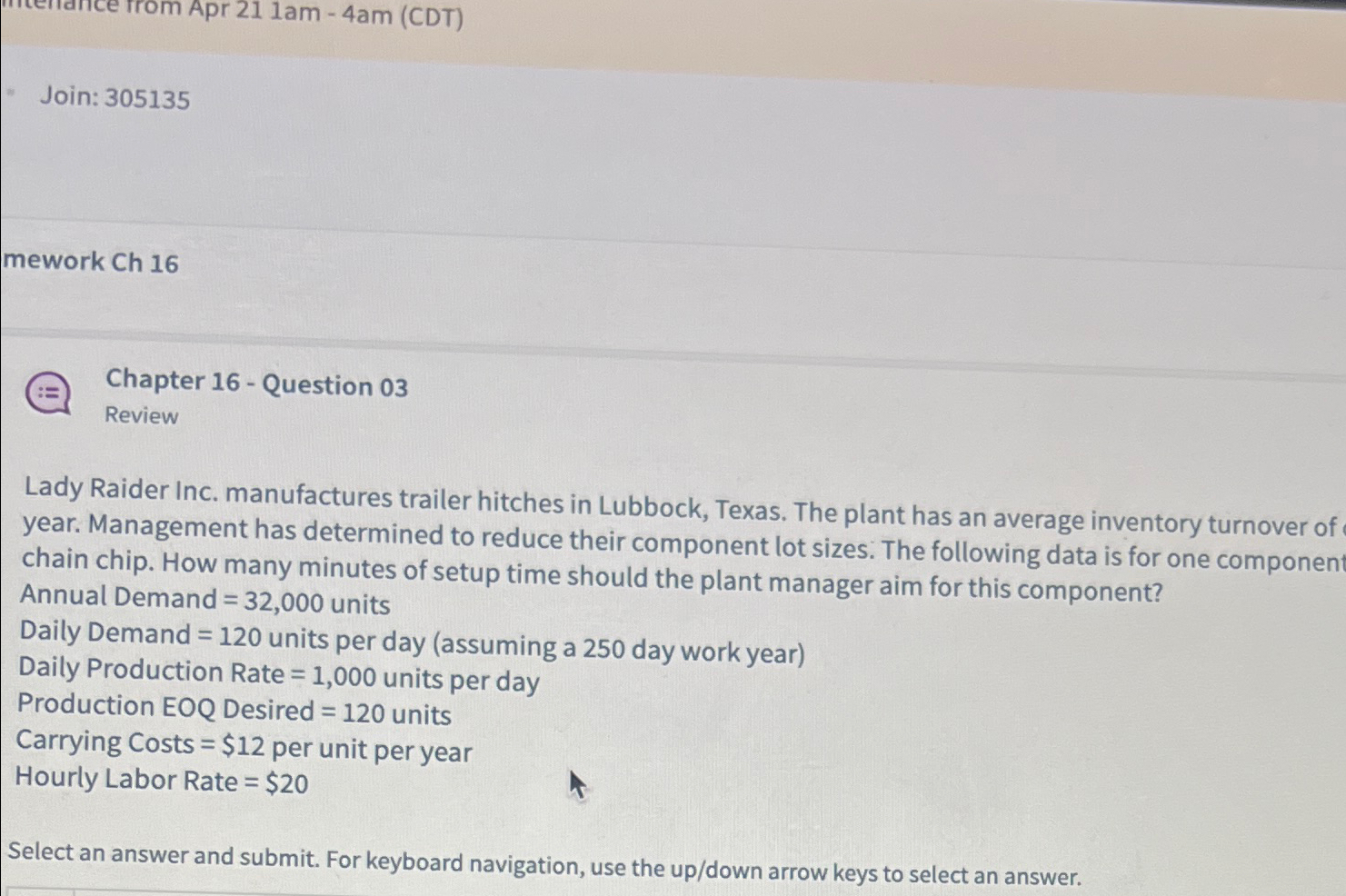 Solved Join: 305135mework Ch 16Chapter 16 - ﻿Question | Chegg.com