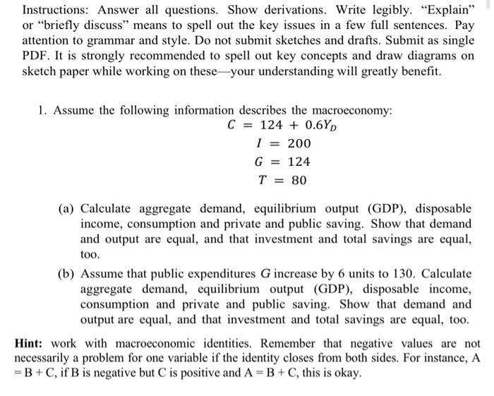 Solved Instructions: Answer all questions. Show derivations. | Chegg.com