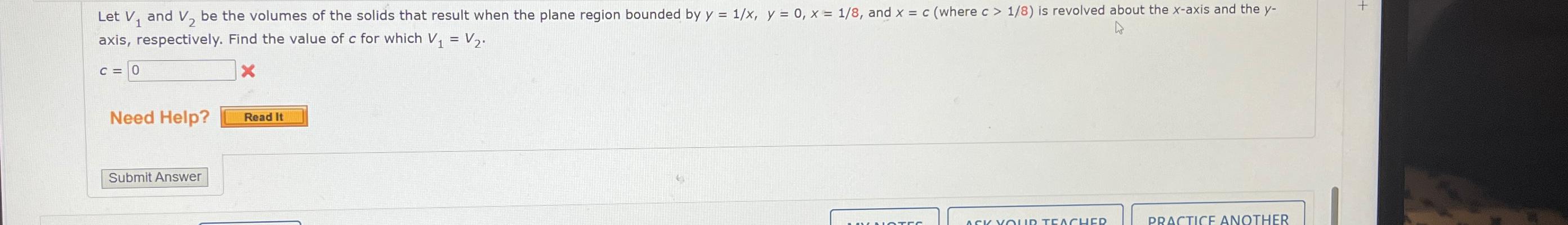 Solved axis, respectively. Find the value of c ﻿for which | Chegg.com
