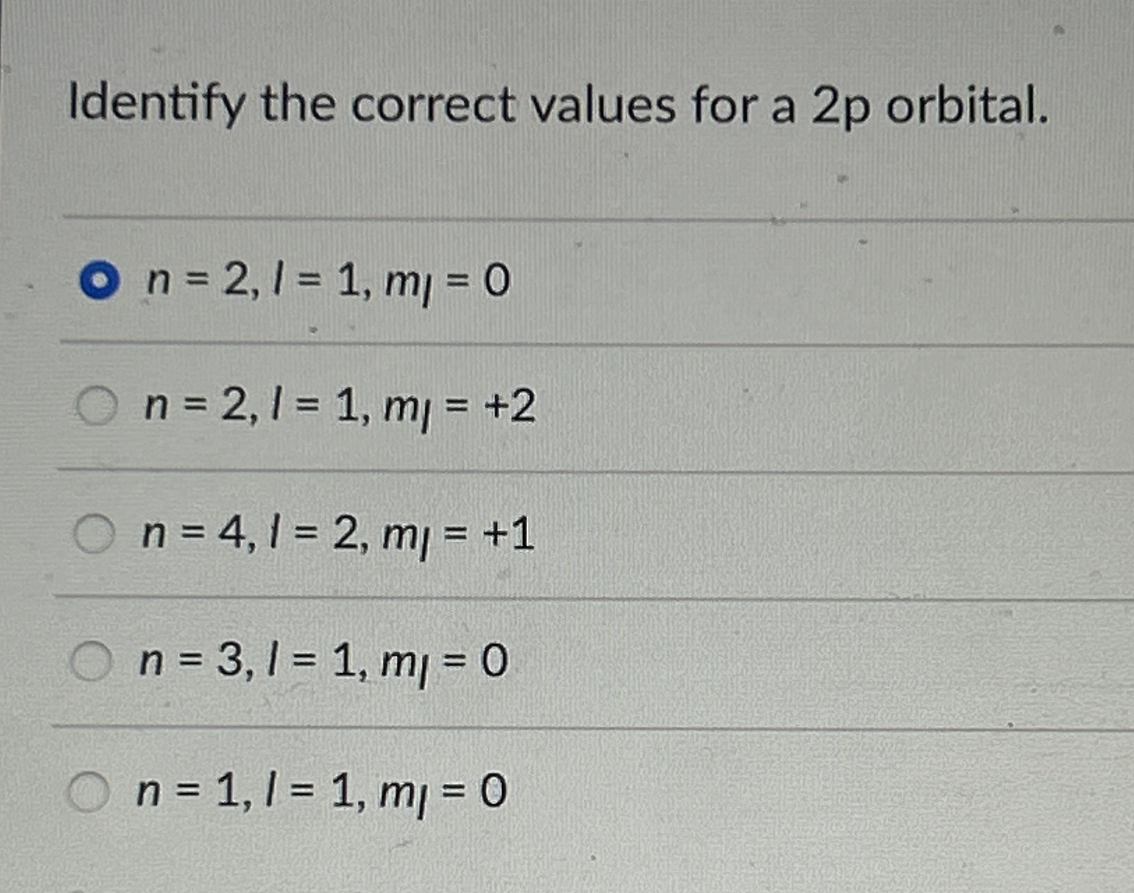 Solved Identify the correct values for a 2p | Chegg.com