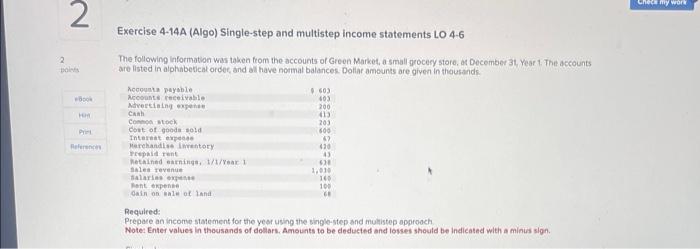 Solved Exercise 4-14A (Algo) Single-step and multistep | Chegg.com