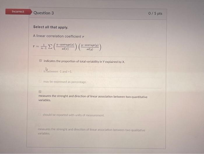 Solved Select all that apply. A linear correlation | Chegg.com