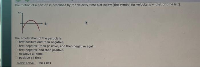 Solved The motion of a particle is described by the | Chegg.com
