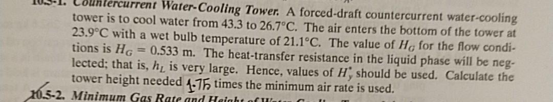 Solved current Water-Cooling Tower. A forced-draft | Chegg.com