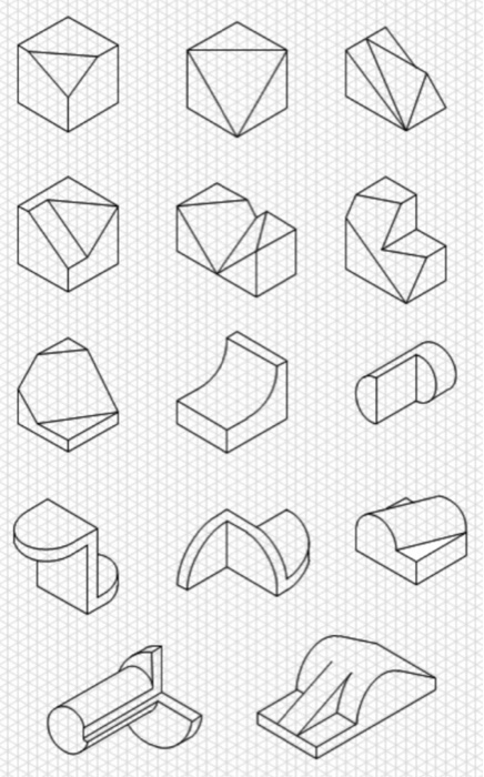 Solved Isometric (3D) objects, 1st Angle and 3rd Angle | Chegg.com