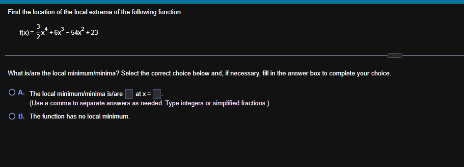 Solved Find the location of ﻿the local extrema of ﻿the | Chegg.com