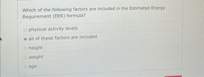 Solved Which of the following factors are included in the | Chegg.com