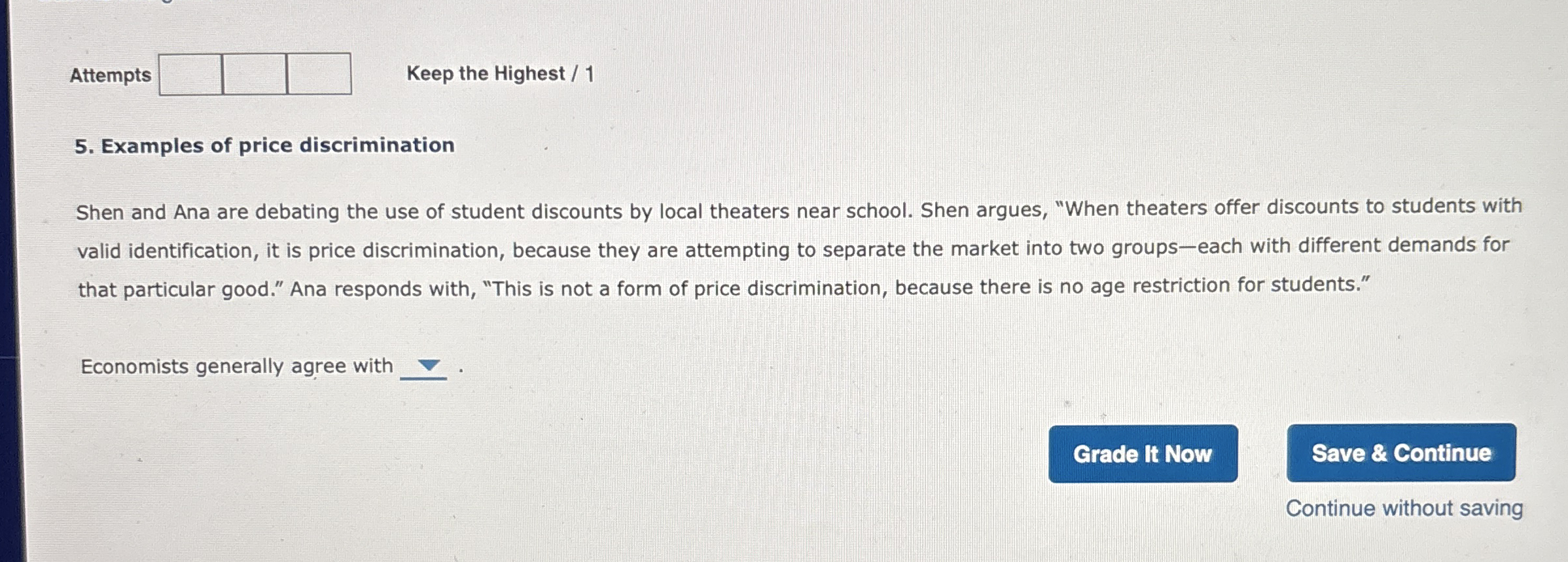 Solved Attempts ﻿Keep the Highest / 15. ﻿Examples of price | Chegg.com