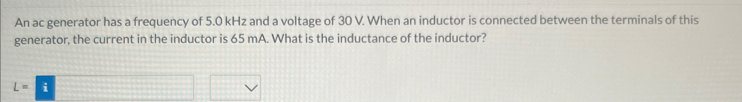 Solved An ac generator has a frequency of 5.0kHz ﻿and a | Chegg.com