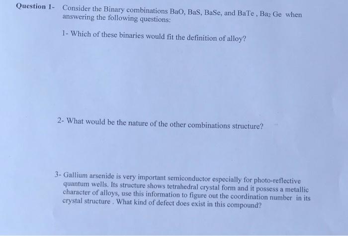 Solved Question 1- Consider the Binary combinations Bao, | Chegg.com