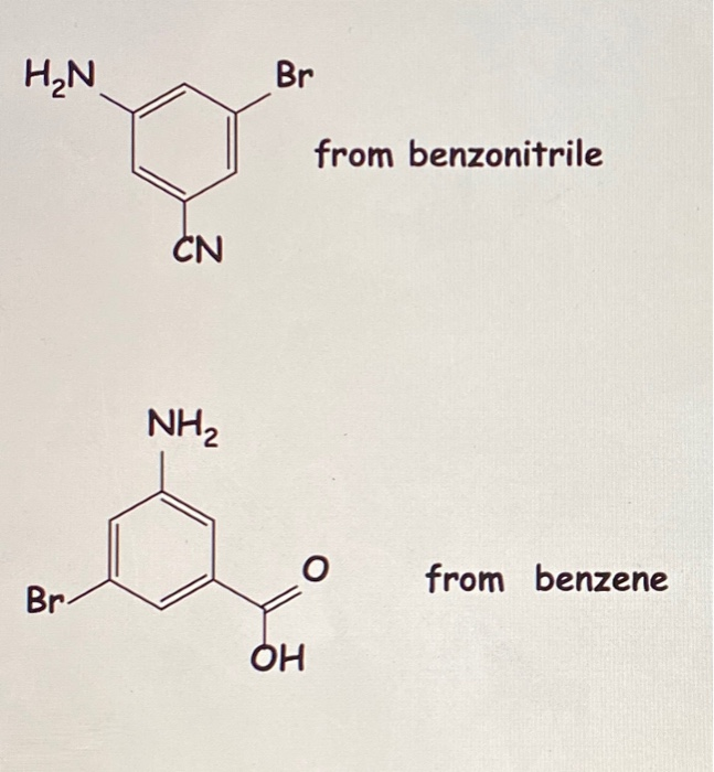 Solved HN Br from benzonitrile CN NH2 from benzene Br OH | Chegg.com