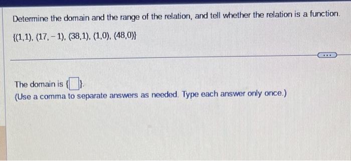 Solved Determine the domain and the range of the relation, | Chegg.com