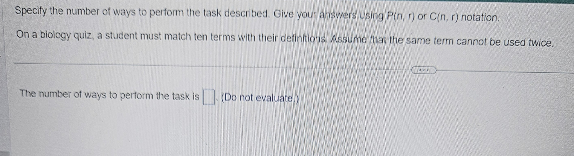 Solved Specify the number of ways to perform the task | Chegg.com