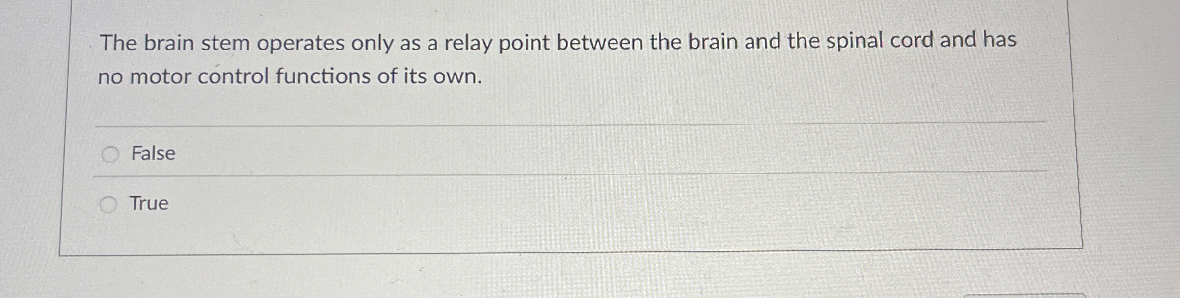 Solved The brain stem operates only as a relay point between | Chegg.com