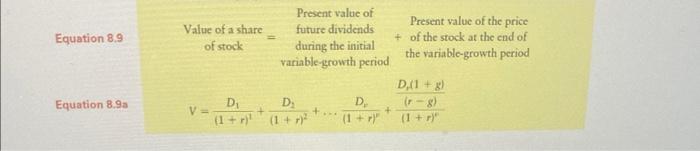 Solved Example(4):Variable Growth Model - Let's assume that | Chegg.com