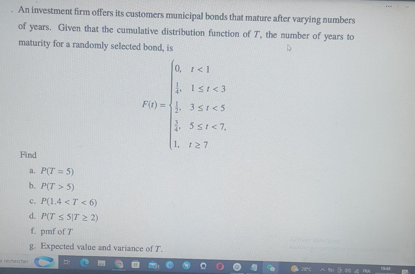 Solved An investment firm offers its customers municipal | Chegg.com