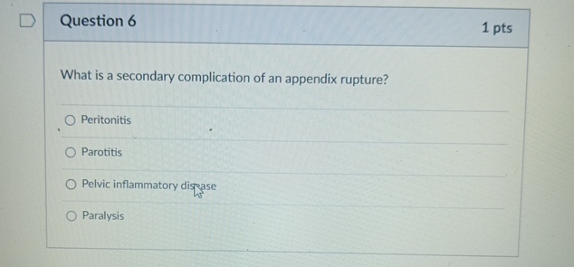 Solved Question 61 ﻿ptsWhat is a secondary complication of | Chegg.com