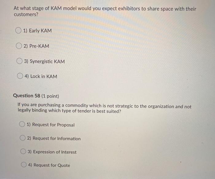 Solved At what stage of KAM model would you expect | Chegg.com