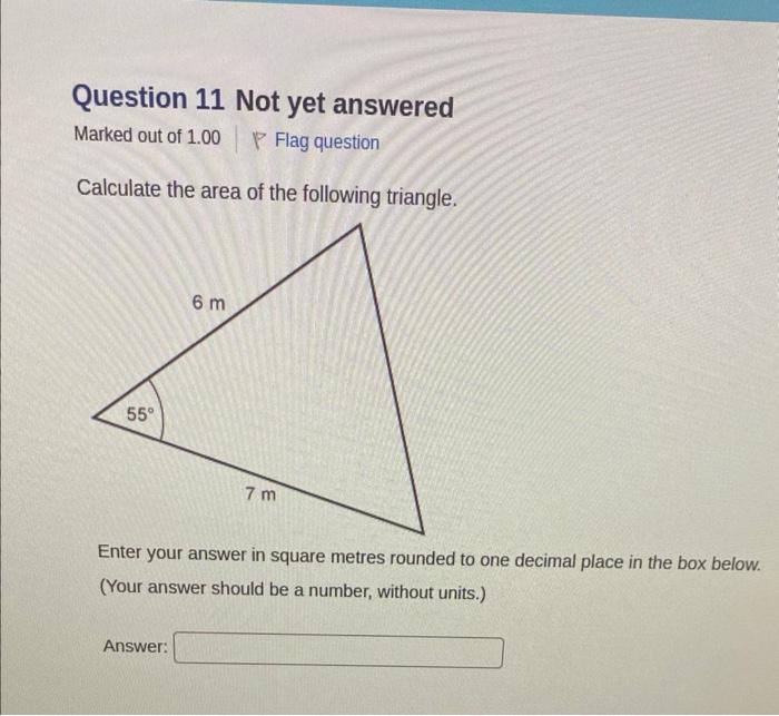 Solved Calculate the area of the following triangle. Enter | Chegg.com