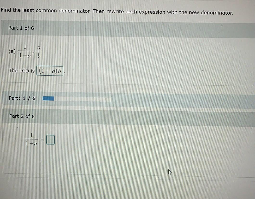 Solved Find The Least Common Denominator Then Rewrite Each