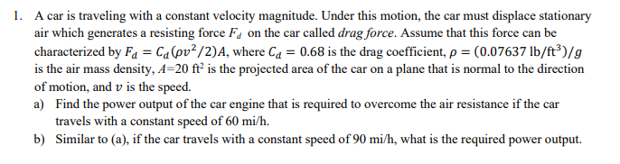 Solved A car is traveling with a constant velocity | Chegg.com
