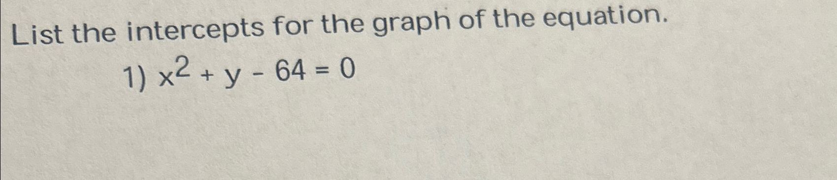 Solved List the intercepts for the graph of the | Chegg.com