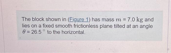 Solved The block shown in (Figure 1) has mass m=7.0 kg and | Chegg.com