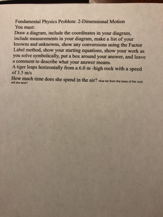 Solved Fundamental Physics Problem: 2-Dimensional Motion You | Chegg.com