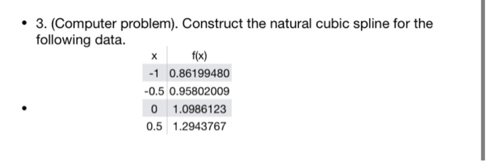 Solved • 3. (Computer problem). Construct the natural cubic | Chegg.com
