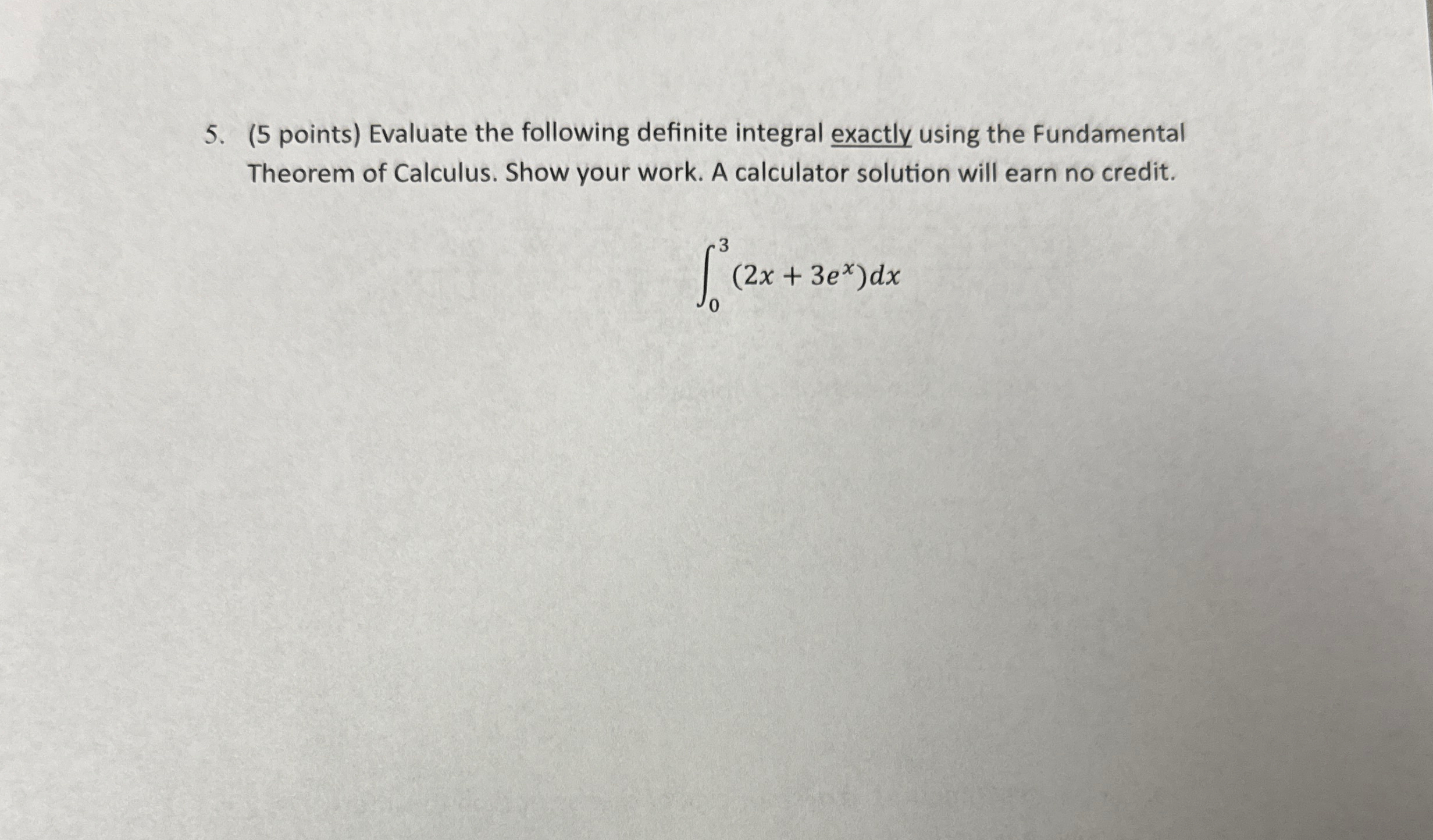 Solved (5 ﻿points) ﻿Evaluate the following definite integral | Chegg.com